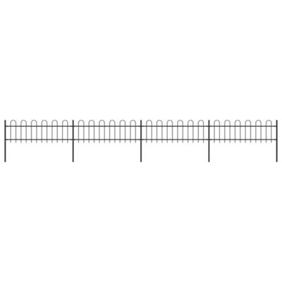 Berkfield Garden Fence with Hoop Top Steel 6.8x0.6 m Black