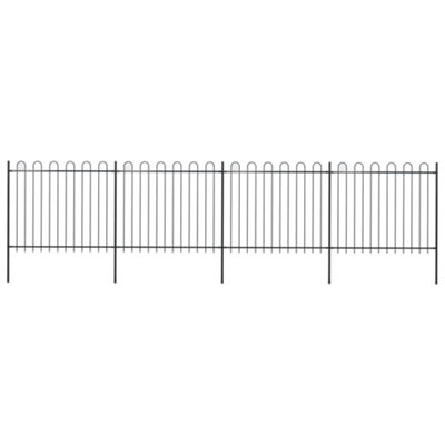 Berkfield Garden Fence with Hoop Top Steel 6.8x1.5 m Black