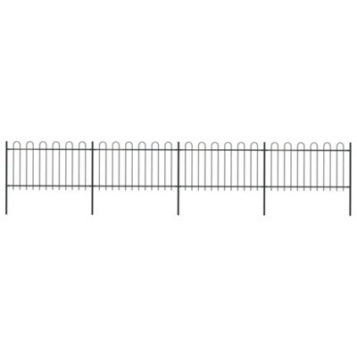 Berkfield Garden Fence with Hoop Top Steel 6.8x1 m Black