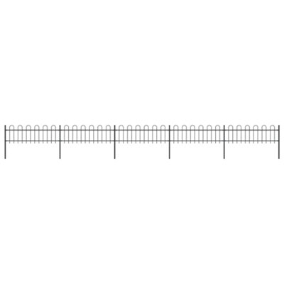 Berkfield Garden Fence with Hoop Top Steel 8.5x0.6 m Black