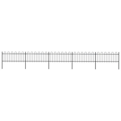 Berkfield Garden Fence with Hoop Top Steel 8.5x0.8 m Black