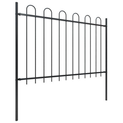 Berkfield Garden Fence with Hoop Top Steel 8.5x1.2 m Black