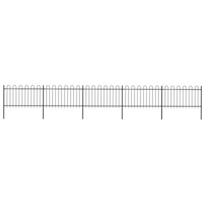 Berkfield Garden Fence with Hoop Top Steel 8.5x1 m Black