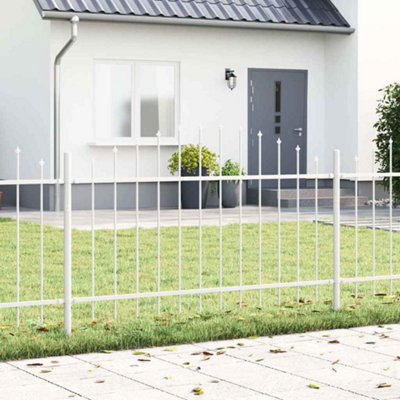 Berkfield Garden Fence with Hoop Top White 10.2x1 m Steel