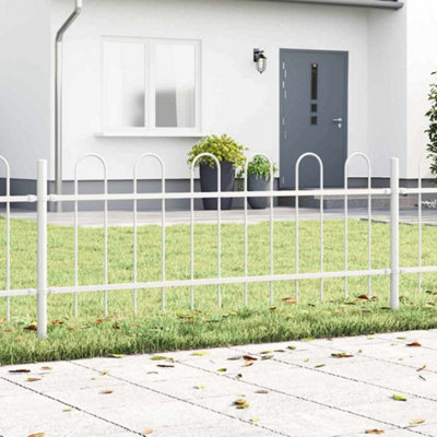 Berkfield Garden Fence with Hoop Top White 8.5x0.6 m Steel
