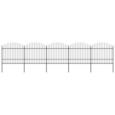 Berkfield Garden Fence with Spear Top Steel (1.5-1.75)x8.5 m Black