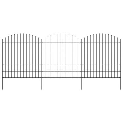 Berkfield Garden Fence with Spear Top Steel (1.75-2)x5.1 m Black | DIY ...
