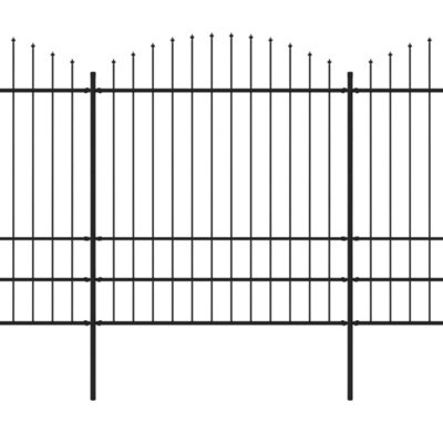 Berkfield Garden Fence with Spear Top Steel (1.75-2)x5.1 m Black