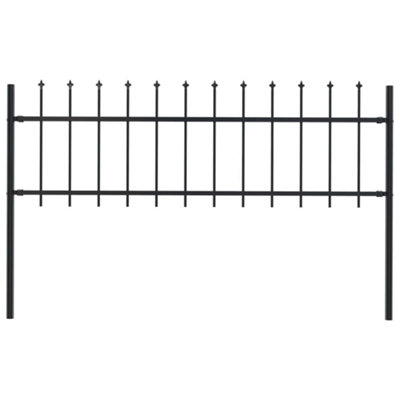 Berkfield Garden Fence with Spear Top Steel 1.7x0.6 m Black