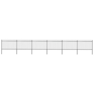 Berkfield Garden Fence with Spear Top Steel 10.2x1.2 m Black
