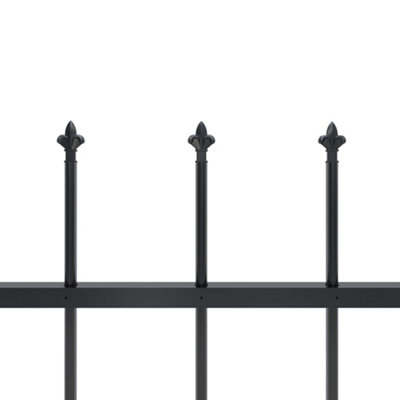 Berkfield Garden Fence with Spear Top Steel 10.2x1.2 m Black