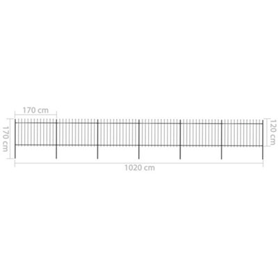 Berkfield Garden Fence with Spear Top Steel 10.2x1.2 m Black