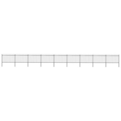 Berkfield Garden Fence with Spear Top Steel 15.3x1.2 m Black | DIY at B&Q