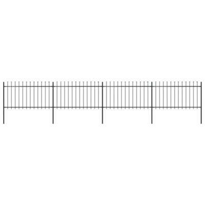 Berkfield Garden Fence with Spear Top Steel 6.8x1 m Black
