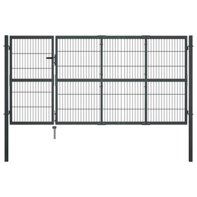 Berkfield Garden Gate with Posts Steel 350x120 cm Anthracite