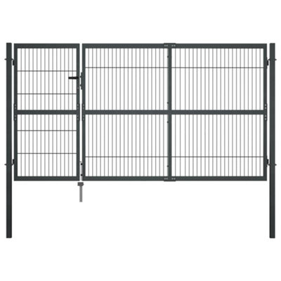 Berkfield Garden Gate with Posts Steel 350x140 cm Anthracite