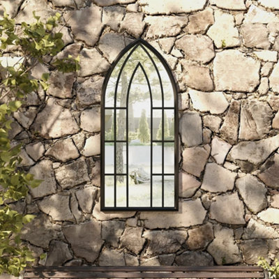 Berkfield Garden Mirror Black 100x45 cm Iron for Outdoor Use | DIY at B&Q