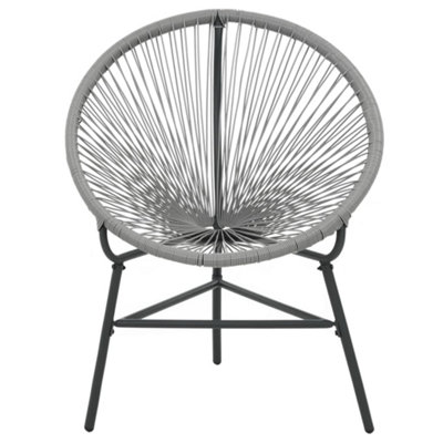 Berkfield Garden Moon Chair Poly Rattan Grey
