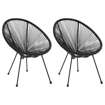 Berkfield Garden Moon Chairs 2 pcs Rattan Black