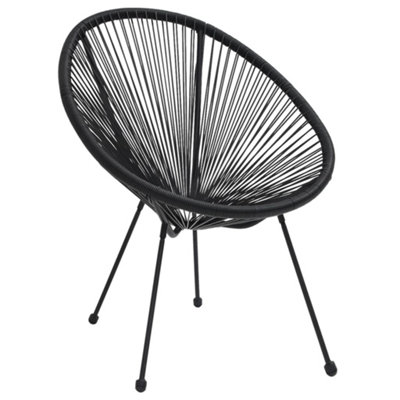 Berkfield Garden Moon Chairs 2 pcs Rattan Black