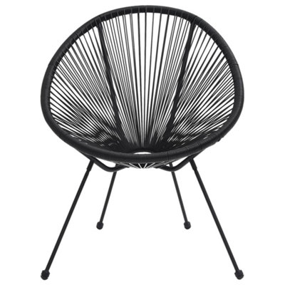 Berkfield Garden Moon Chairs 2 pcs Rattan Black