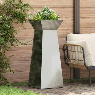 Berkfield Garden Pillar Planter with Bowl 40x40x100 cm Galvanised Steel
