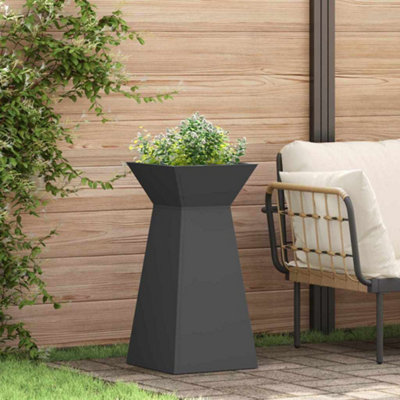Berkfield Garden Pillar Planter with Bowl Black 35x35x73 cm Steel