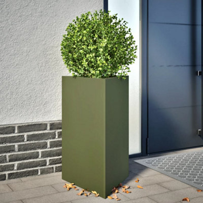 Berkfield Garden Planter Olive Green Triangular 50x43x75 cm Steel