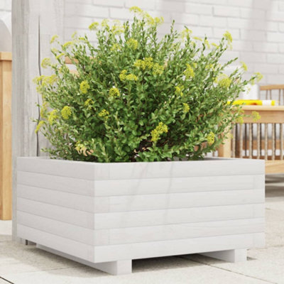 Berkfield Garden Planter White 50x50x26.5 cm Solid Wood Pine