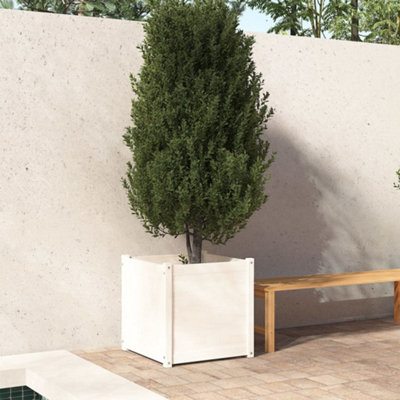 Berkfield Garden Planter White 60x60x60 cm Solid Pinewood | DIY at B&Q