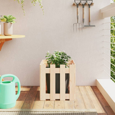 Berkfield Garden Planter with Fence Design 40x40x40 cm Solid Wood Pine