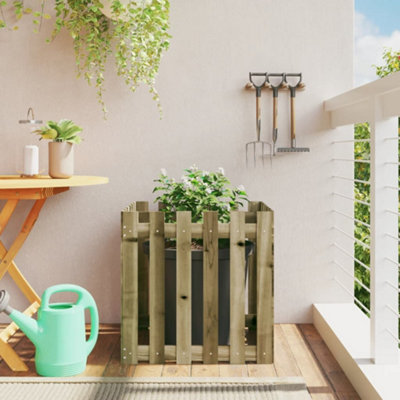 Berkfield Garden Planter with Fence Design 60x60x60 cm Impregnated Wood ...