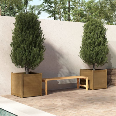 Berkfield Garden Planters 2 pcs Honey Brown 60x60x60 cm Solid Pinewood