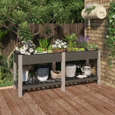 Berkfield Garden Raised Bed with Shelf Grey 175x50x75 cm WPC | DIY at B&Q