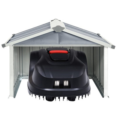 Berkfield Garden Robot Lawnmower Shed 92x97x63 cm Galvanised Steel Grey