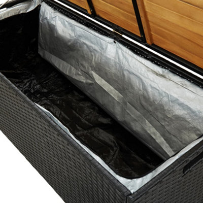 Berkfield Garden Storage Bench 120 cm Poly Rattan Black
