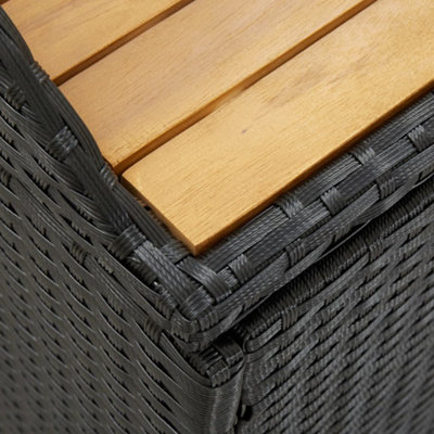 Berkfield Garden Storage Bench 120 cm Poly Rattan Black