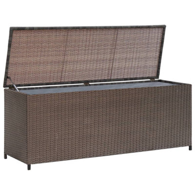 Berkfield Garden Storage Box Brown 120x50x60 cm Poly Rattan | DIY at B&Q