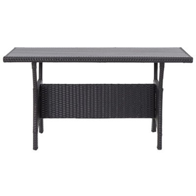 Berkfield Garden Table Black 120x70x66 cm Poly Rattan