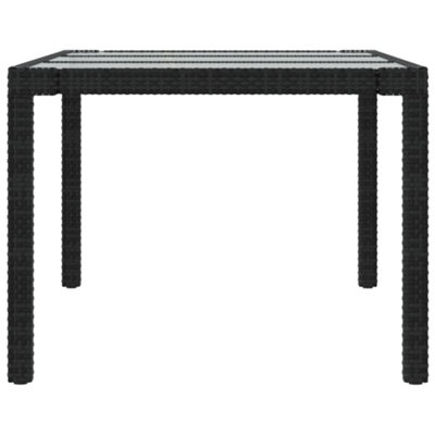 Berkfield Garden Table Black 190x90x75 cm Tempered Glass and Poly Rattan