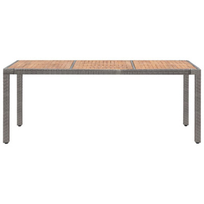 Berkfield Garden Table Grey 190x90x75 cm Poly Rattan and Solid Acacia Wood