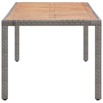 Berkfield Garden Table Grey 190x90x75 cm Poly Rattan and Solid Acacia Wood