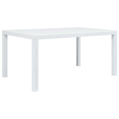 Berkfield Garden Table White 150x90x72 cm Plastic Rattan Look