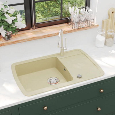 Berkfield Granite Kitchen Sink Single Basin Beige | DIY at B&Q