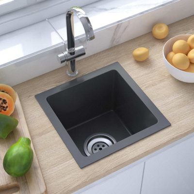 Berkfield Handmade Kitchen Sink Black Stainless Steel | DIY at B&Q