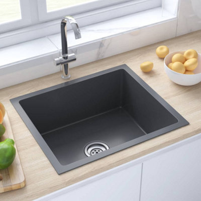 Berkfield Handmade Kitchen Sink Black Stainless Steel | DIY at B&Q