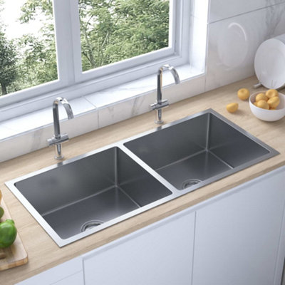 Berkfield Handmade Kitchen Sink Stainless Steel | DIY at B&Q