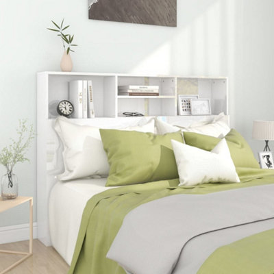 Berkfield Headboard Cabinet High Gloss White 140x19x103.5 cm