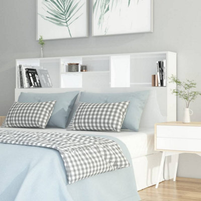 Berkfield Headboard Cabinet High Gloss White 160x19x103.5 cm