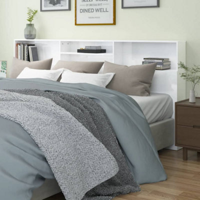 Berkfield Headboard Cabinet High Gloss White 220x19x103.5 cm